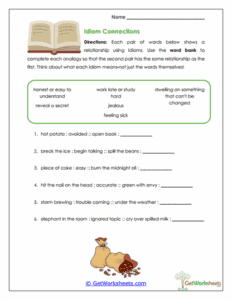 Idiom Connections Worksheet - Figurative Language & Analogies