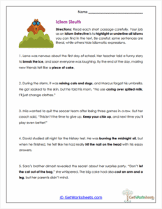 Idioms and Expressions Worksheets - GetWorksheets.com
