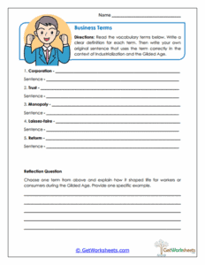 Industrialization and the Gilded Age Worksheets - GetWorksheets.com