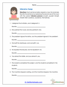 Intensive Pronouns Worksheets - GetWorksheets.com