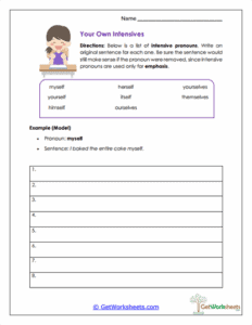 Intensive Pronouns Worksheets - GetWorksheets.com