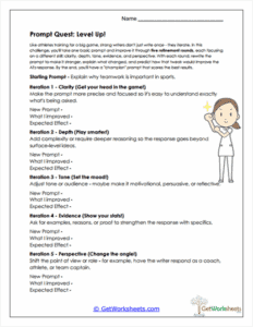 Prompt Quest Worksheet - Mastering Prompt Refinement