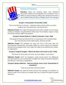 Echoes of Freedom Worksheet - Analyzing Historical Voices
