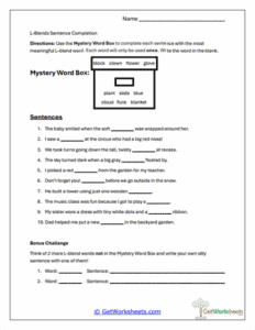 L-Blends Sentence Completion Worksheet - Contextual Phonics