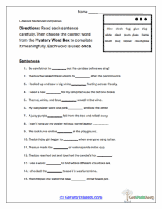 Advanced L-Blends Sentence Practice Worksheet - Contextual Phonics