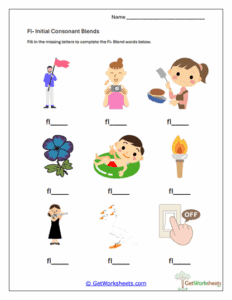 FL Blend Completion Worksheet - Beginning Blend Spelling Skills