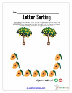Letter Line-Up M Worksheet - Uppercase & Lowercase Sorting