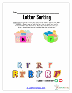 Arrange the Letter R Worksheet - Uppercase & Lowercase Sorting