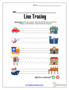 Toy Destination Worksheet - Pre-Writing Line Tracing