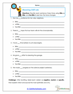 Meaning Shift Lab Worksheet - Grammar, Tone & Nuance