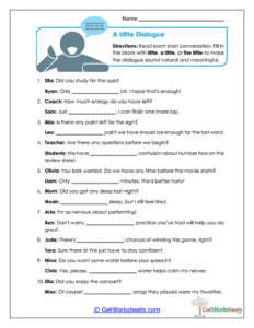Little vs. A Little vs. The Little Worksheets - GetWorksheets.com