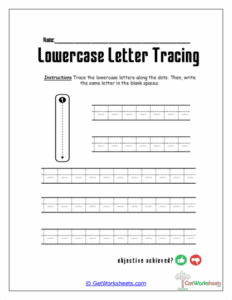 l Letter Shape Practice Worksheet - Lowercase Handwriting Skills