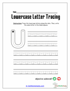 u Draw the Path Worksheet - Lowercase Handwriting Practice