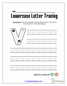 v Trace the Pattern Worksheet - Lowercase Handwriting Practice