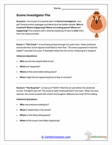 Scene Analysis Investigator Worksheet - Inferring Hidden Details