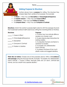 Matching Text to Structure Type Worksheets - GetWorksheets.com