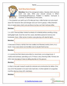 Matching Text to Structure Type Worksheets - GetWorksheets.com