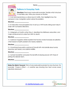 Matching Text to Structure Type Worksheets - GetWorksheets.com