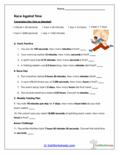 Time Conversion Practice Worksheet - Units of Time