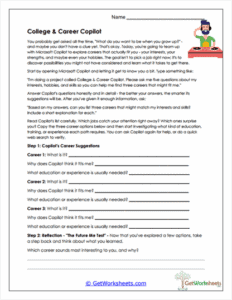 Career Exploration Worksheet - Discovering Paths with AI