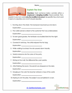 Misplaced and Dangling Modifiers Worksheets - GetWorksheets.com
