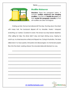 Misplaced and Dangling Modifiers Worksheets - GetWorksheets.com