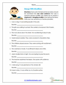 Misplaced and Dangling Modifiers Worksheets - GetWorksheets.com