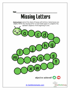 Alphabet Caterpillar Worksheet - Letter Sequencing Practice