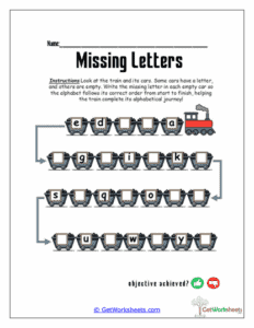 Gray Go Train Worksheet - Alphabet Sequencing Practice