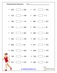 Find the Subtrahend (Hundreds) Worksheet - Solving Missing-Number ...