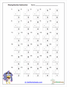 Decrease Operations Worksheet - Reasoning Through Missing Subtrahends