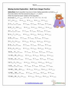 Missing Number and Symbols Operations Worksheets - GetWorksheets.com