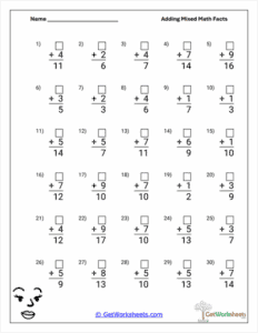 Mixed Addition Facts Worksheets - GetWorksheets.com