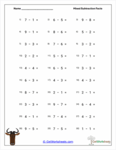 Simple Subtraction Set Worksheet - Building Foundational Fluency