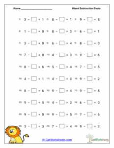 Mixed Subtraction Facts Worksheets - GetWorksheets.com