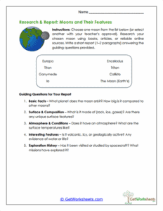 Moon Research and Report Worksheet - Expository Science Writing