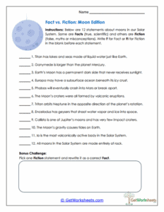 Moons and Their Features Worksheets - GetWorksheets.com