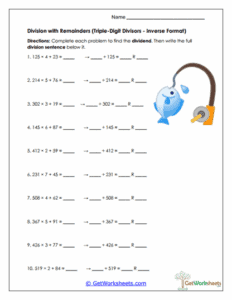 Free Division Worksheets with Remainders | Printable PDFs for Grades 3-5