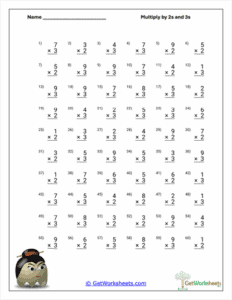 Mixed Facts Drill Worksheet - 2s & 3s Multiplication Fluency