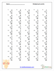 Multiply by 4s and 5s Worksheets - GetWorksheets.com