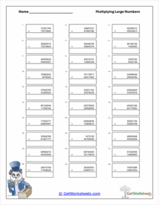 Multiplying Large Numbers Worksheets - GetWorksheets.com