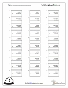 Multiplying Large Numbers Worksheets - GetWorksheets.com