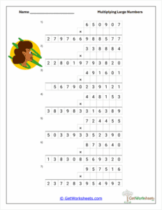 Multiplying Large Numbers Worksheets - GetWorksheets.com