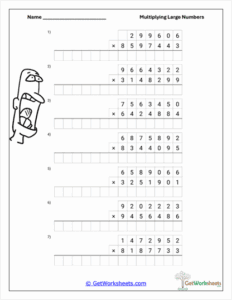 Multiplying Large Numbers Worksheets - GetWorksheets.com