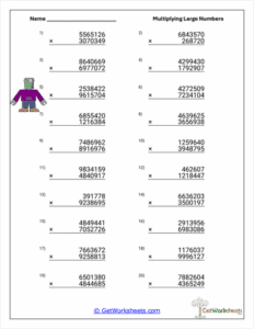 Multiplying Large Numbers Worksheets - GetWorksheets.com