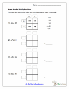 Area Model Multiplication - Guided Practice for Grades 3-4
