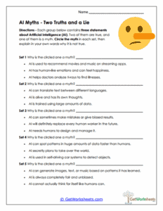 Two Truths and a Lie Worksheet - Analyzing AI Claims