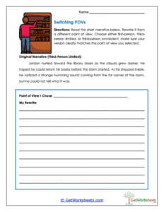 Point-of-View Rewrite Worksheet - Narrative Perspective