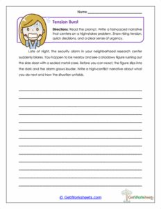 Tension Burst Worksheet - High-Stakes Narrative Writing