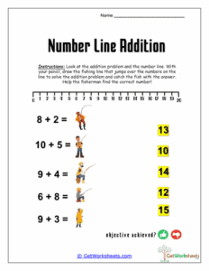 Number Line Addition Worksheet - Addition Within 20 Using Visual Models